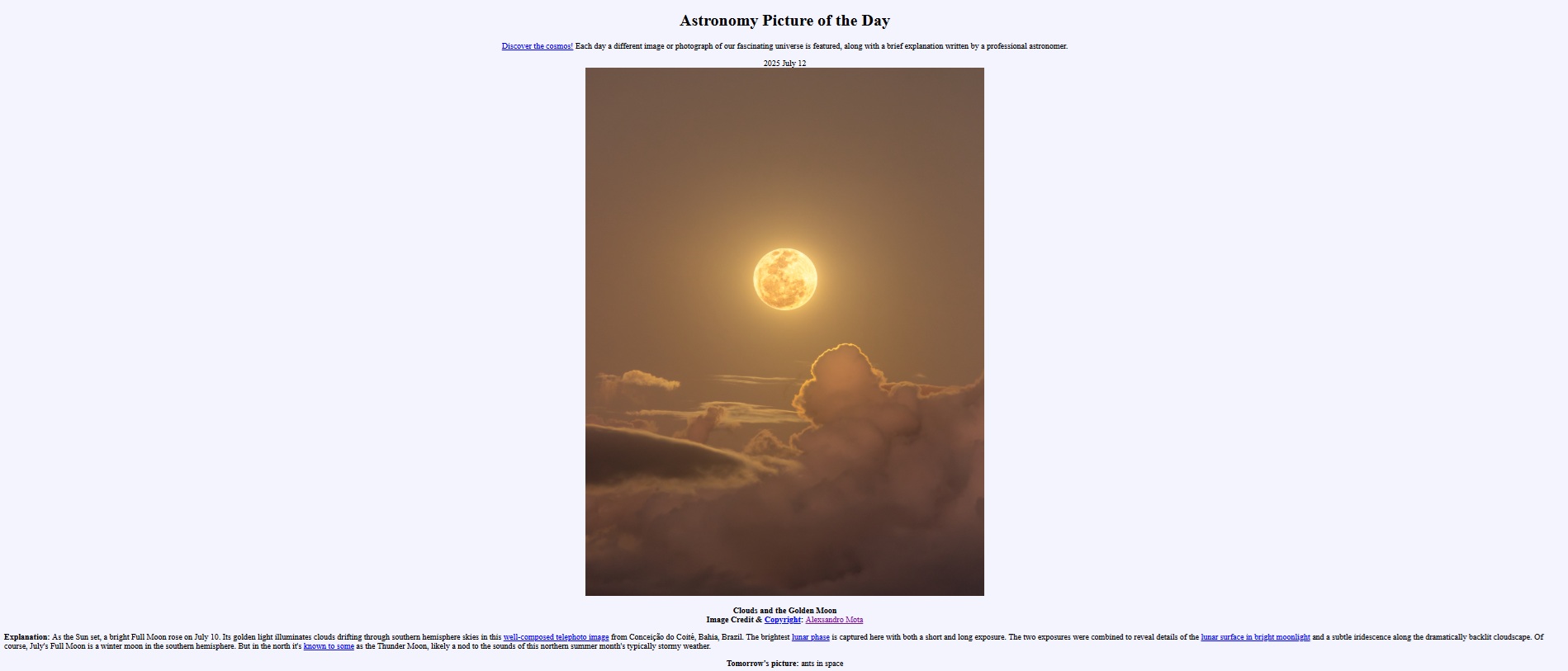 Foto de lua cheia feita por baiano ganha destaque em site da Nasa | Alô ...